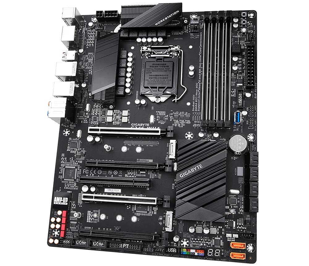 GIGABYTE C246-WU4 (Intel/C246 Express Chipset/ATX/DDR4/Dual Intel Server GbE LAN/10xSATA3/2xM.2/Server Motherboard)