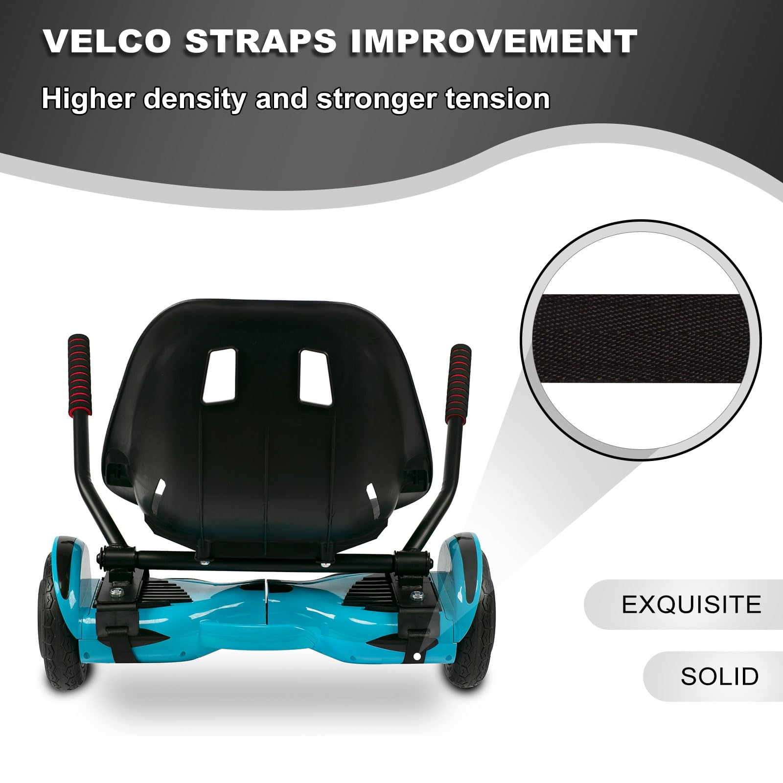 Hoverboard Go Kart Seat Attachment Hoverboard Accessories Conversion Kit, Adjustable Frame, Suitable for Kids Adults, Compatible with 6.5'' 8'' 10'', Transforming into Go-Kart, Blue