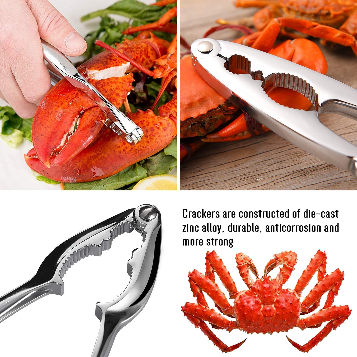 Hiware 13-piece Crab & Lobster Crackers and Tools Set Includes 4 Crab Leg Crackers, 4 Lobster Shellers, 4 Crab Forks/Picks and 1 Portable Bag - Dishwasher Safe