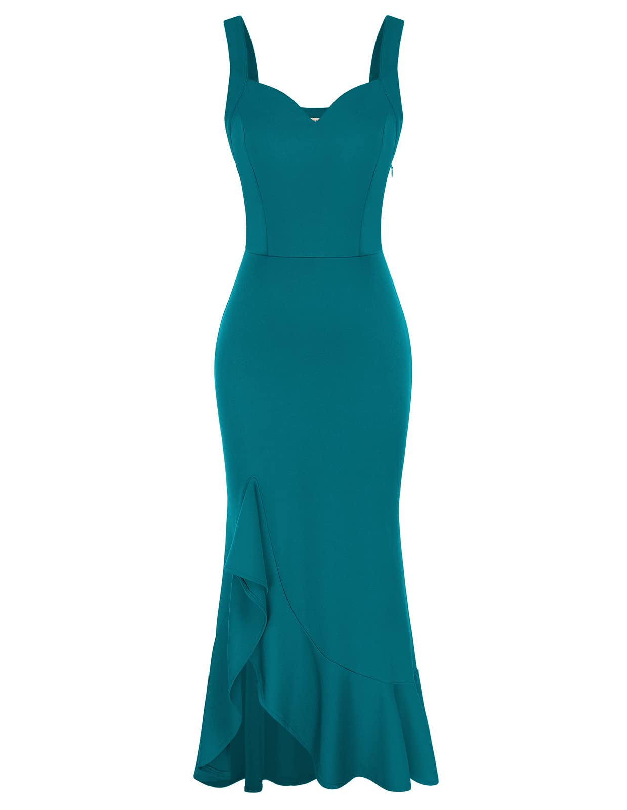 GRACE KARIN Semi Formal Dresses for Women Sleeveless Sweetheart Neckline Side Split Long Cocktail Dresses Evening Party Teal Blue S