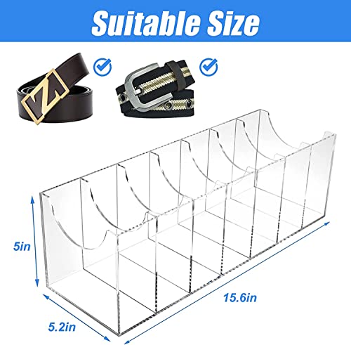 SefiHome Belt Storage Organizer, 7 Compartments Acrylic Belt Organizer, Clear Belt Holder for Closet, Belt Holder for Tie, Bow Tie, Wallets, Watches, Makeup, Jewelry