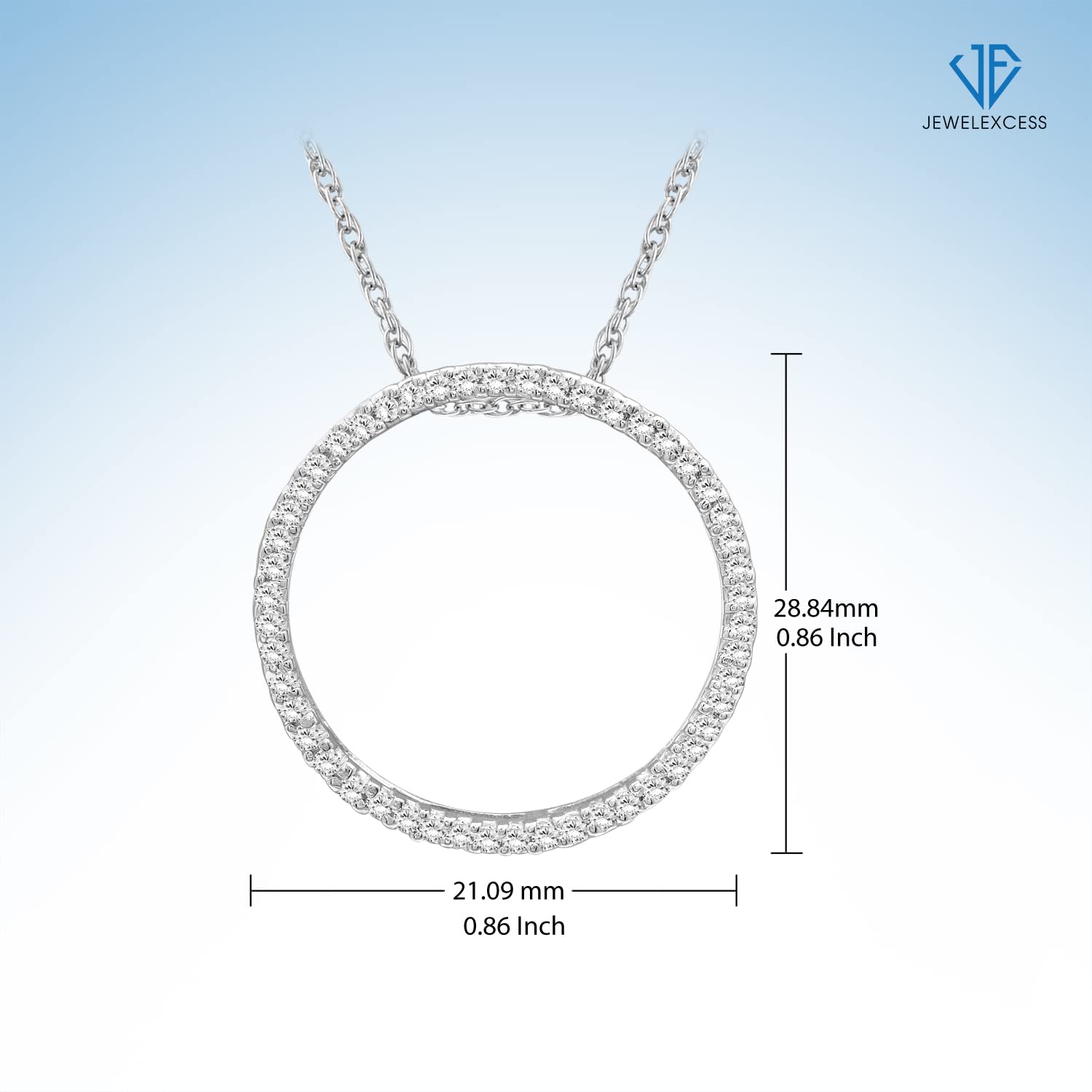 JEWELEXCESS Silver Chain Necklace for Women โ .925 Sterling Silver Circle Necklace with Sparkling Genuine 0.25 CTW White Diamonds โ Chic, Stunning Silver Statement Necklace Gifts