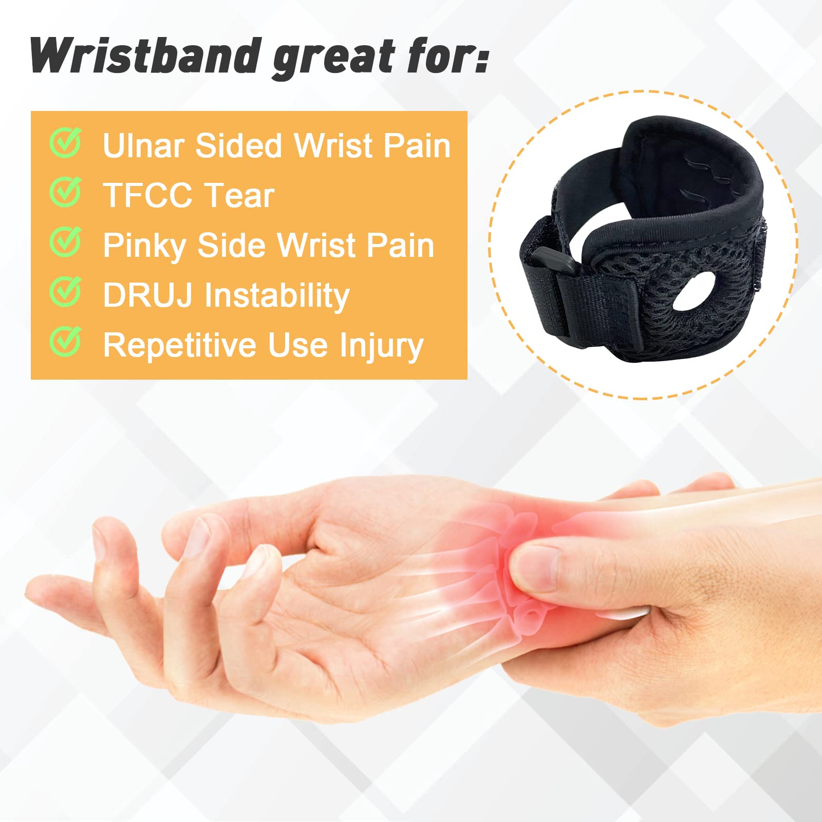 JISHAHS Wrist Brace for TFCC Tear, TFCC Wrist Band for Pain Relief - Triangular Fibrocartilage Complex Injury, Pinky Side Wrist Pain, DRUJ Instability, Universal for Left and Right Hand (S/M)