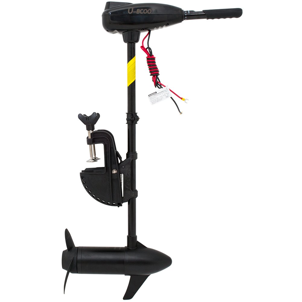 Freshwater & Saltwater Transom Mounted Trolling Motor,with LED Battery Indicator Electric Trolling Motor (12V-55LBS, Black)