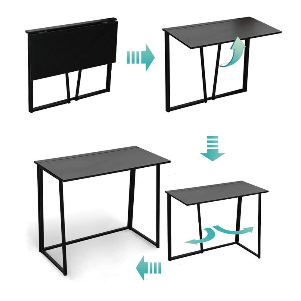 Goujxcy Computer Desk,Modern Foldable Corner Writing Table Study Laptop PC Desk Book Stand Tray Home Office Furniture Study Workstation for Small Spaces and Students Laptop Black