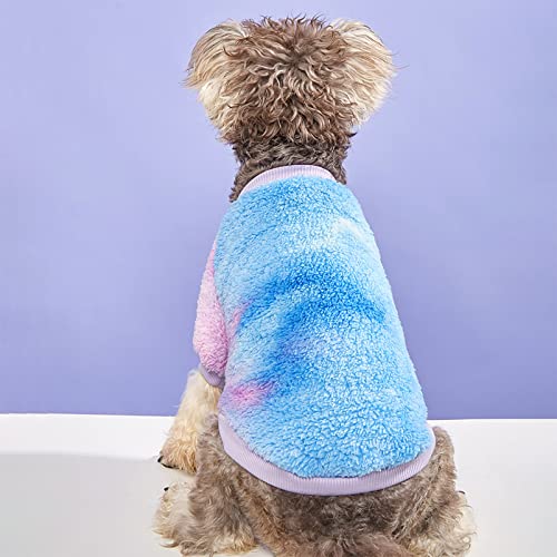 Warm Puppy Winter Sweater Thickened Plush Pet Dog Clothes for Small Dogs Clothing, Gradient Blue, Small