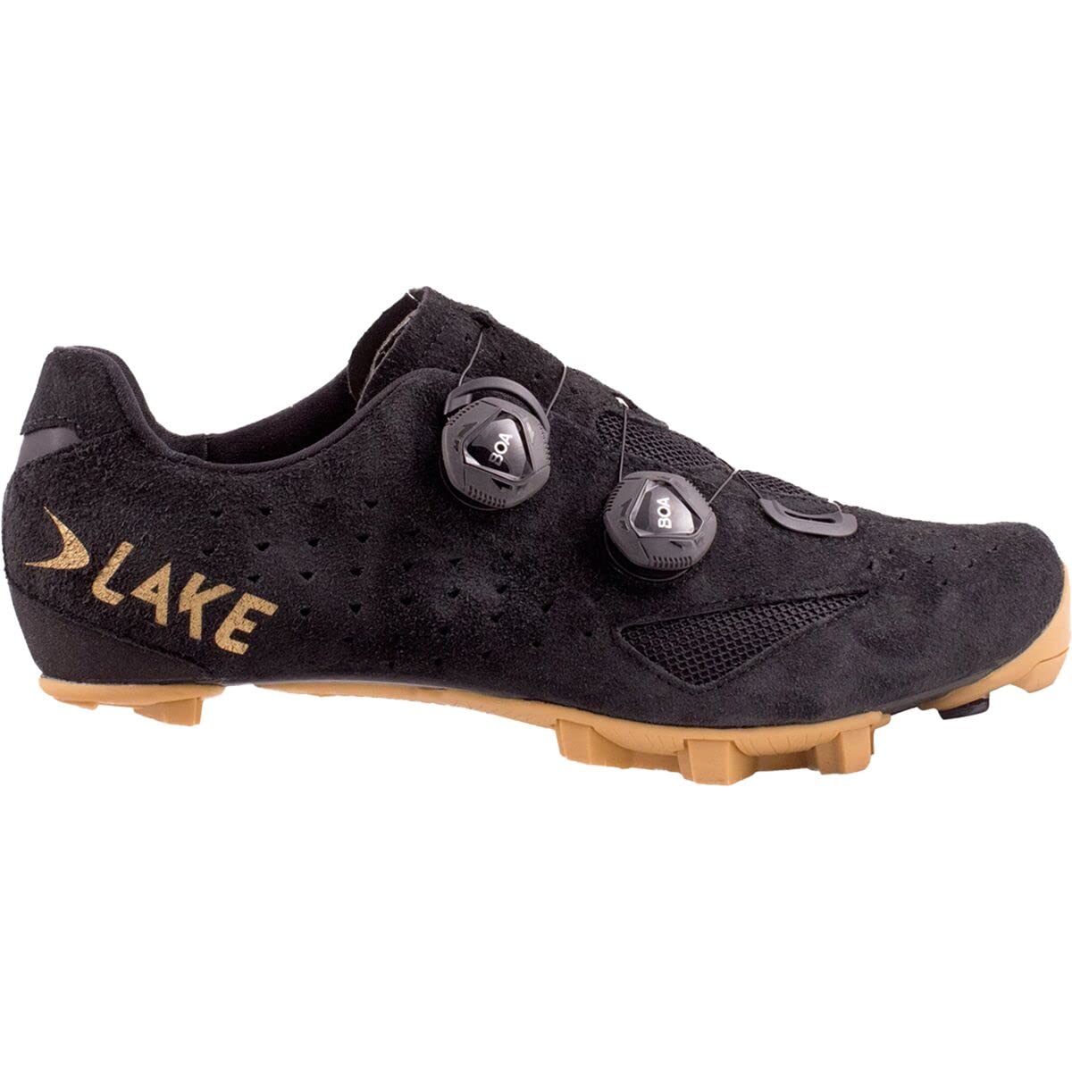 Lake Mx238 Wide Gravel Cycling Shoe - Men's Black Suede/Gold, 44.5