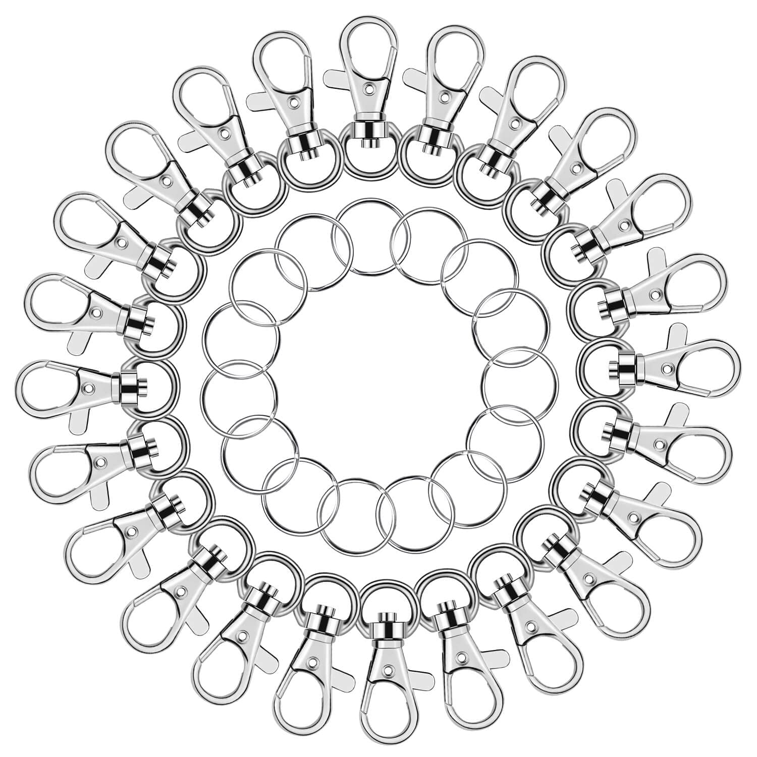 Key Chain Swivel Hooks, Anezus 100pcs Keychain Hardware Metal Swivel Snap Hook Lanyard Clips Hooks with Keychain Rings for Keychain Hardware and Lanyard Charms