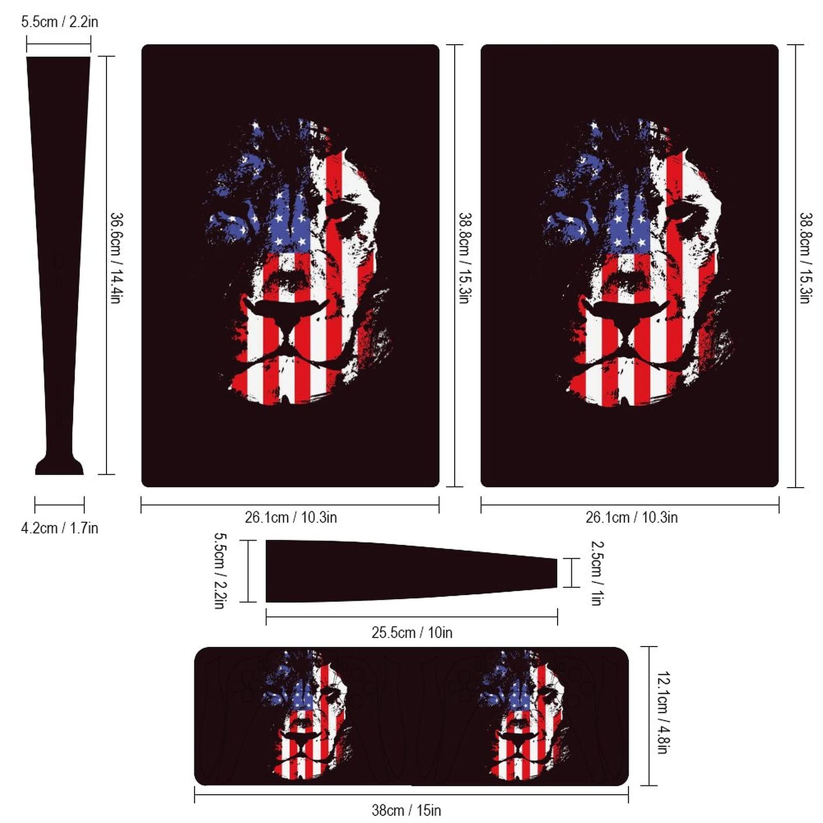 Lion Head with USA Flag Full Protective Skin Cover Design Wrap Decal Sticker Compatible with PS5 Digital Edition Console and Controller