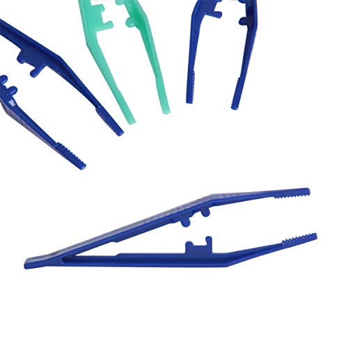 Hapy Shop 20 Pieces Plastic Tweezer Beads Tweezers for DIY Art Craft,Blue and Green