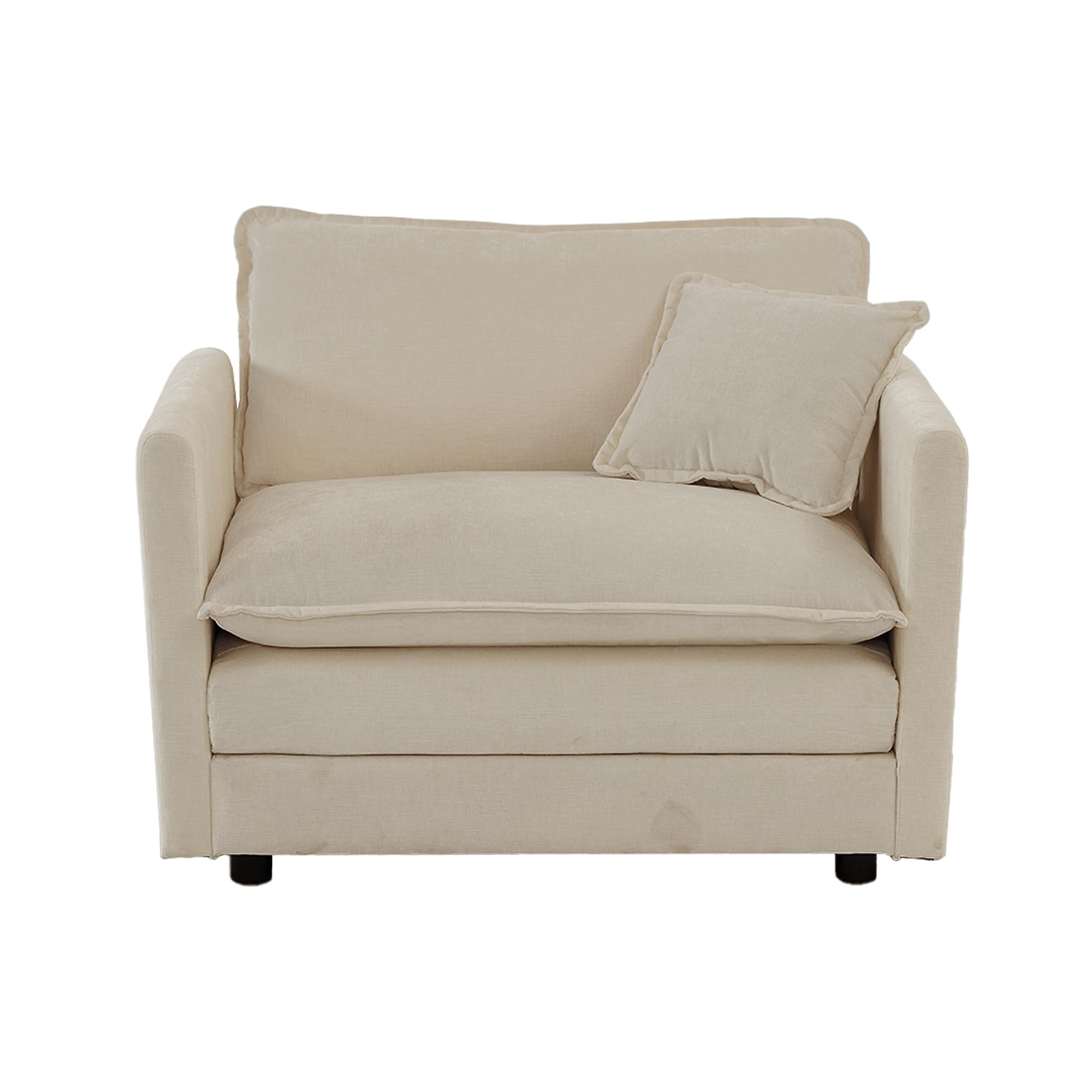 Tmsan 41.4" Chenille Oversized Accent Chair, Comfy Single Sofa Cloud Couch Chair Modern Luxury Arm Chair with Pillow for Living Room Bedroom Apartment Office, Light Coffee