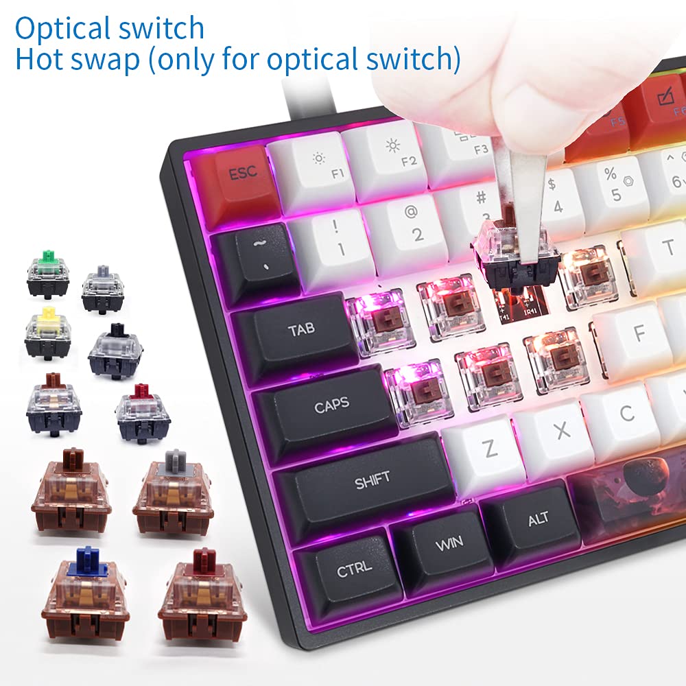 IG INSTAGO 96 Keys Mechanical Keyboard, RGB Backlit USB Wired Gaming Keyboard, Ergonomic KB with Planet War Theme, Perfect for PC/Mac Gamer (Gateron Brown Switch)