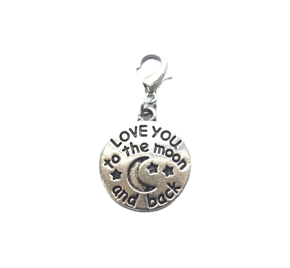 I Love You to The Moon and Back Charm,Charm Dangle,Zipper Pull,Handmade Zipper Pull,Charm, Planner Charm, Charm Bracelet, Purse Charms Backpack Charm, Zipper Charm