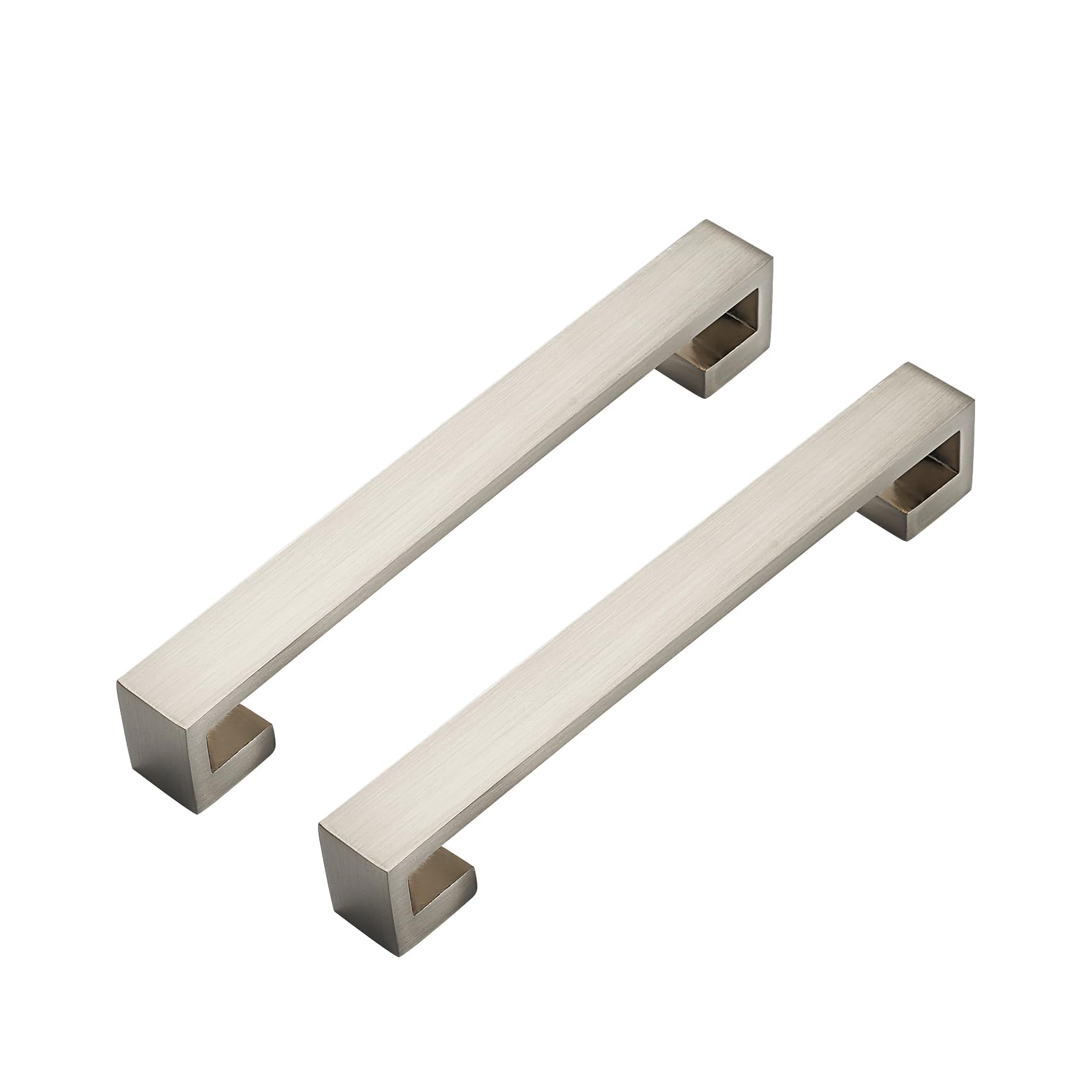 HandleMax 6" Modern Satin Nickel Kitchen Cabinet Drawer Handle Pull Hardware, 128mm (~5") Hole Center, 19SN128, 10 Pack