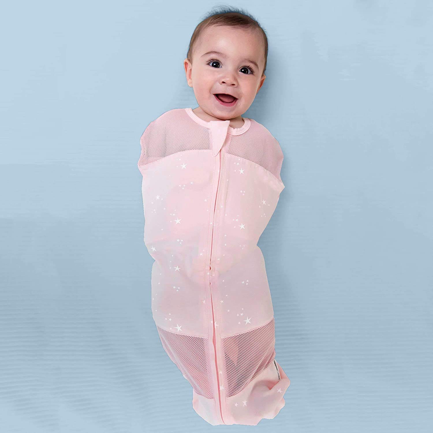 Happiest Baby Sleepea 5-Second Swaddle - 100% Organic Cotton Baby Swaddle Blanket - Doctor Designed Promotes Healthy Hip Development (Ivory Planets, Small)