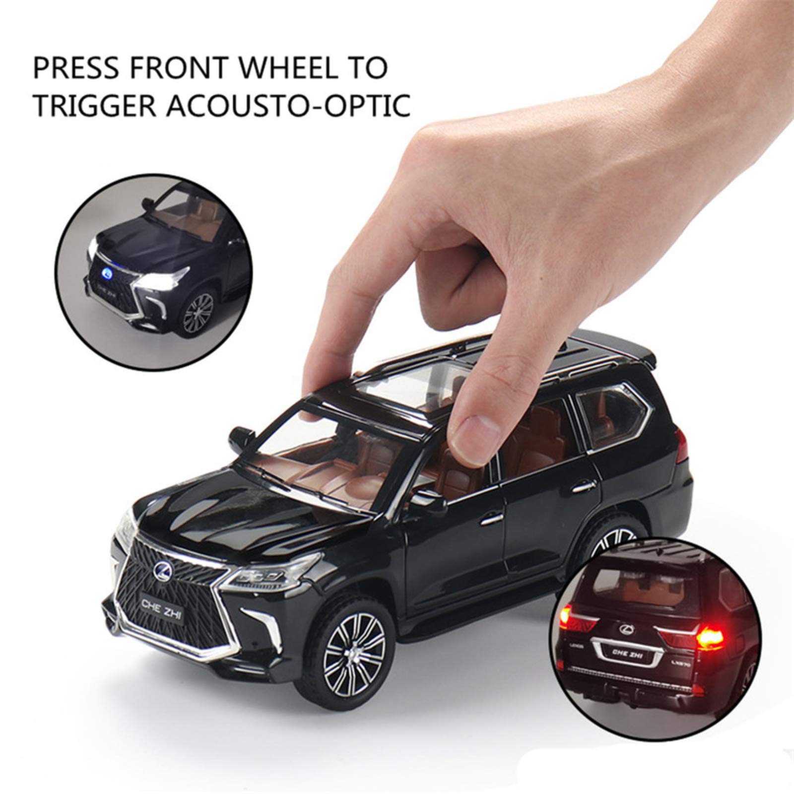 Lexus LX570 1/32 Off-Road SUV Car Model, Alloy Pull Back diecast Metal Toy with Sound Light 6 Open Doors for Kids Boy Girl Gift(Blue)