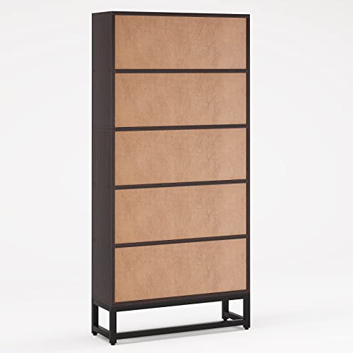 Tribesigns Tall Bookcase and Bookshelf, 70.8β Large Bookcases Organizer with 5-Tier Storage Shelves, Heavy Duty Free-Standing Library Bookshelf Shelving Unit for Living Room, Bedroom (Sandalwood)