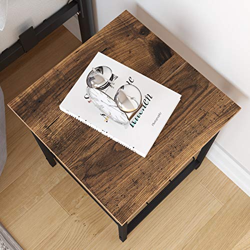 VASAGLE End Table,2-Tier Nightstands Side Table Night Stand Bedside Desk for Small Space in Living Room, Bedroom, , Steel Frame, Easy Assembly, 1 Pack, Chestnut Brown and Black, ULET202B07