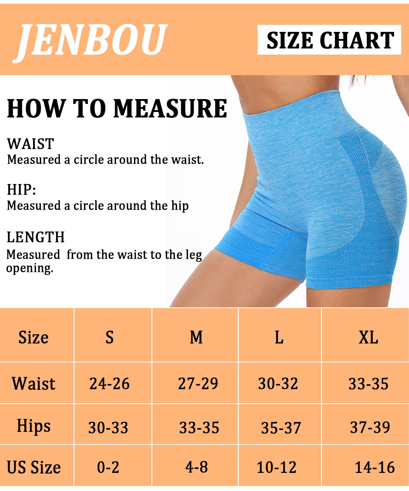 Jenbou High Waited Seamless Workout Biker Shorts Scrunch Butt Gym Yoga Shorts for Women