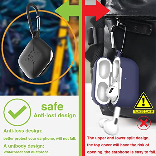 Waterproof case for Airpods Pro 2nd Generation 2022 and Airpods Pro 2019 ,Anti-Lost,Support Wireless Charging,. - Black