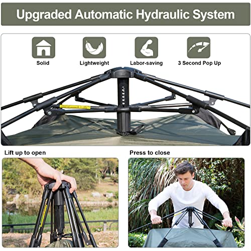 Instant Pop Up Tents for Camping, 2-3 Person Camping Tent Automatic 60s Setup Dome Tent, 2 in 1 Double-Layer Waterproof Family Tent for Hiking Backpacking