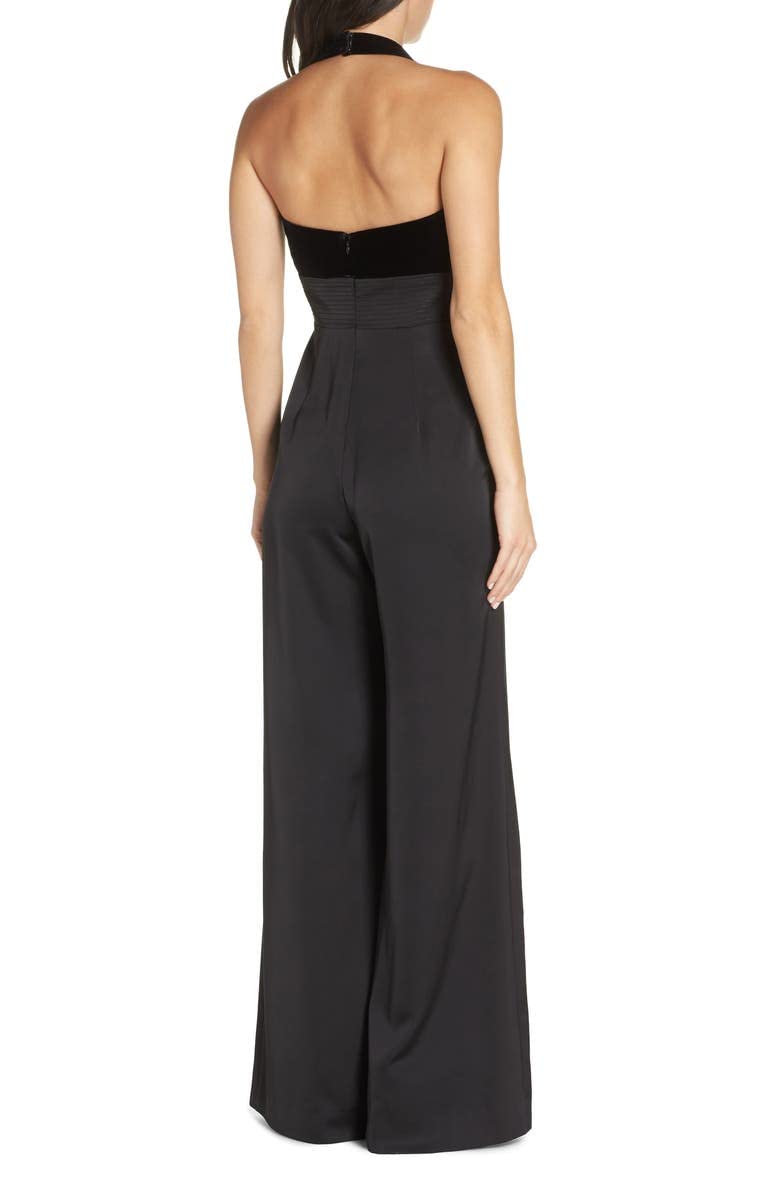 Jill Jill Stuart Women's Velvet Halter Neck Shaughnessy Tuxedo Jumpsuit Black 4