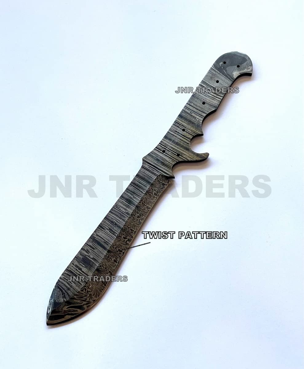 JNR Traders Damascus Steel Blank Blade Knife Making Material 12" Handmade Fixed Blade Hunitng Skinning Camping knife Blank Bushcraft Edc Knives Blanks VK3714