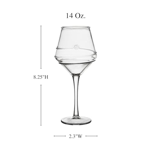 Juliska Amalia Acrylic Wine Glass, Acrylic Glass - Unbreakable, Clear Acrylic, Embossed Drinking Glass