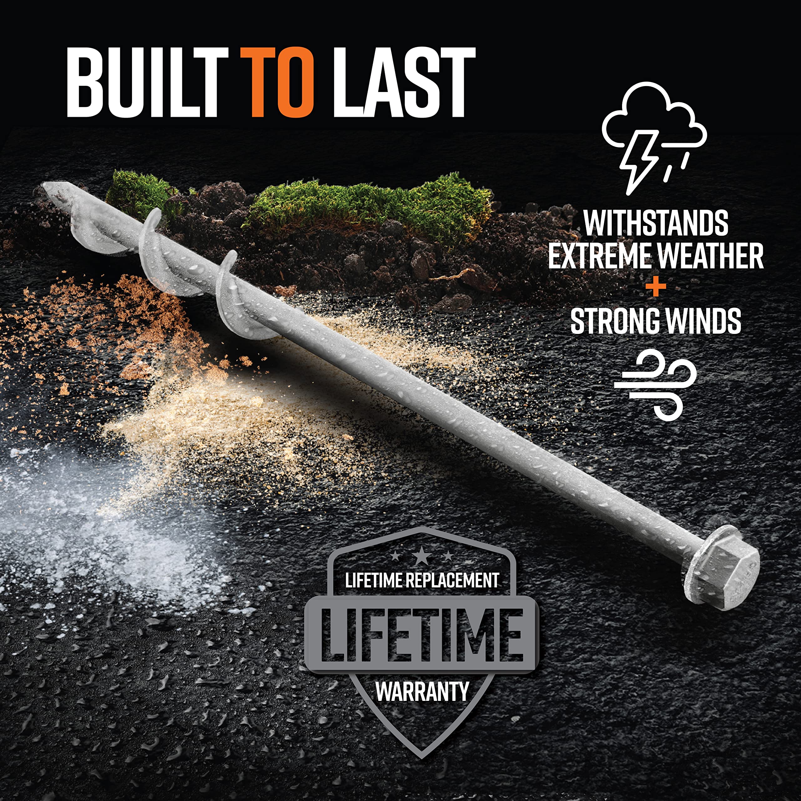 GROUNDGRABBA Ground Anchor Screw Kit - 2X HexHooks & 2X 1 Ft Ground Anchors Heavy Duty for High Winds | Ground Anchor Kit for Swing Sets | Screw in Anchor for Pop-Up Canopy, Tents and More
