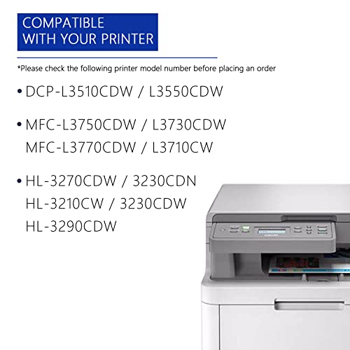 VASERINK TN227 High Yield Toner Set 4 Pack: Compatible TN227BK TN227C TN227M TN227Y Replacement for Brother MFC-L3750CDW HL-L3210CW HL-L3290CD MFC-L3770CDW Printer (TN-227BK/C/M/Y)