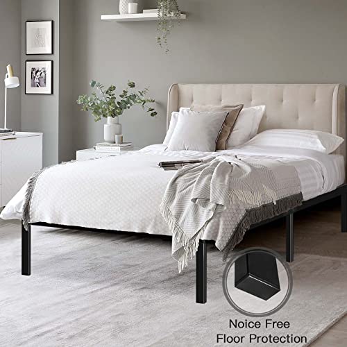 HAAGEEP Metal Platform King Bed Frame 18 Inch Tall No Box Spring Needed with Storage Heavy Duty Bedframe Size