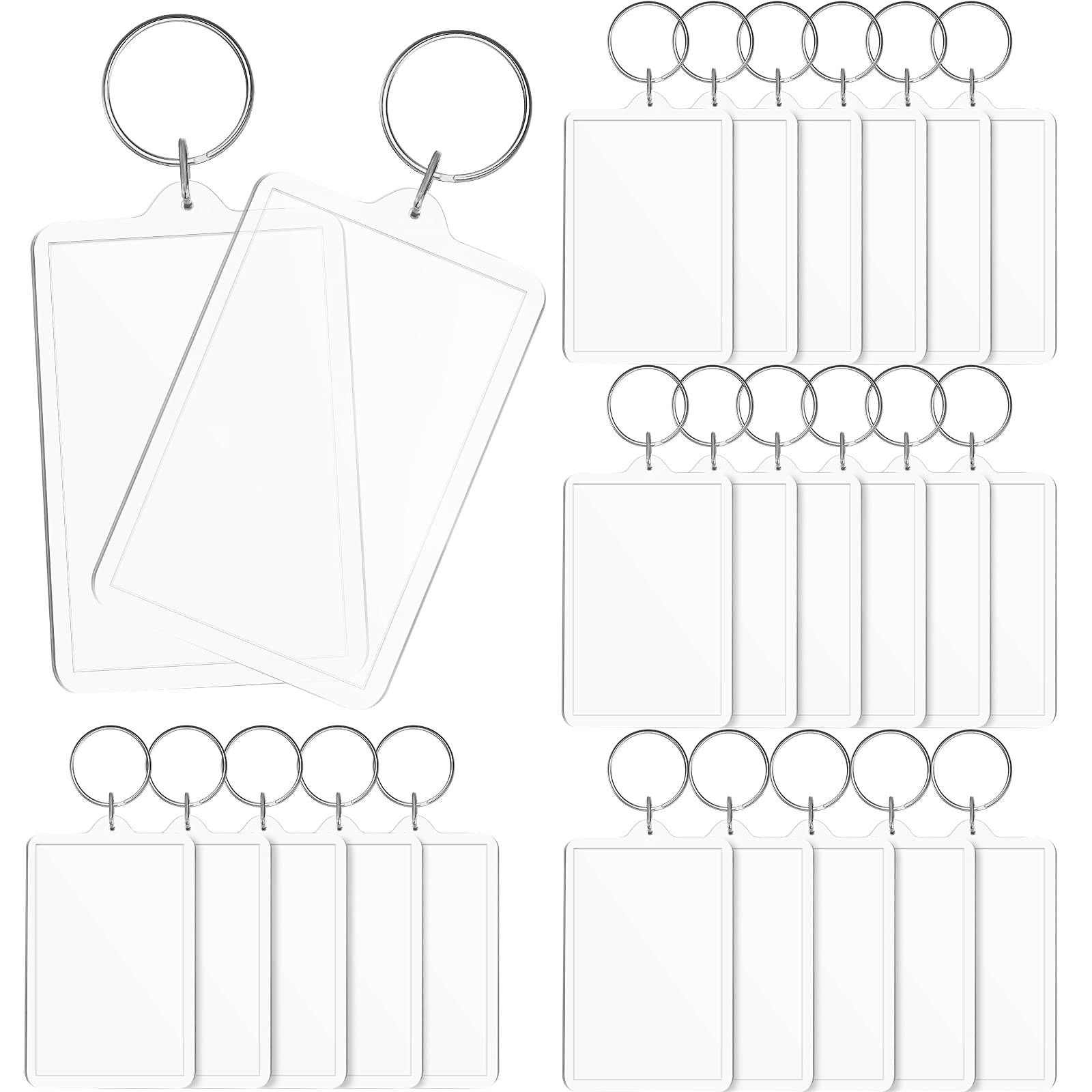 Inbagi Picture Frame Keychain Acrylic Photo Keychain Clear Rectangle Acrylic Keychain Blanks 2 x 3inch(12 Pieces)