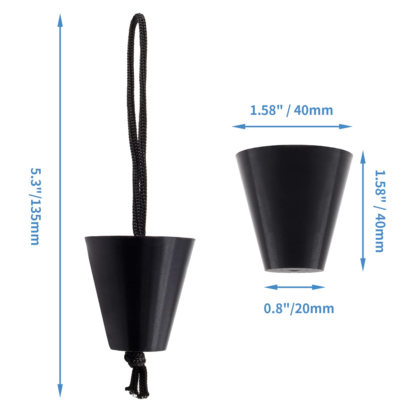 Jiozermi 6 Pcs Kayak Scupper Plug, Silicone Kayak Drain Plug, Drain Holes Stopper Bung with Lanyard for Kayak Canoe
