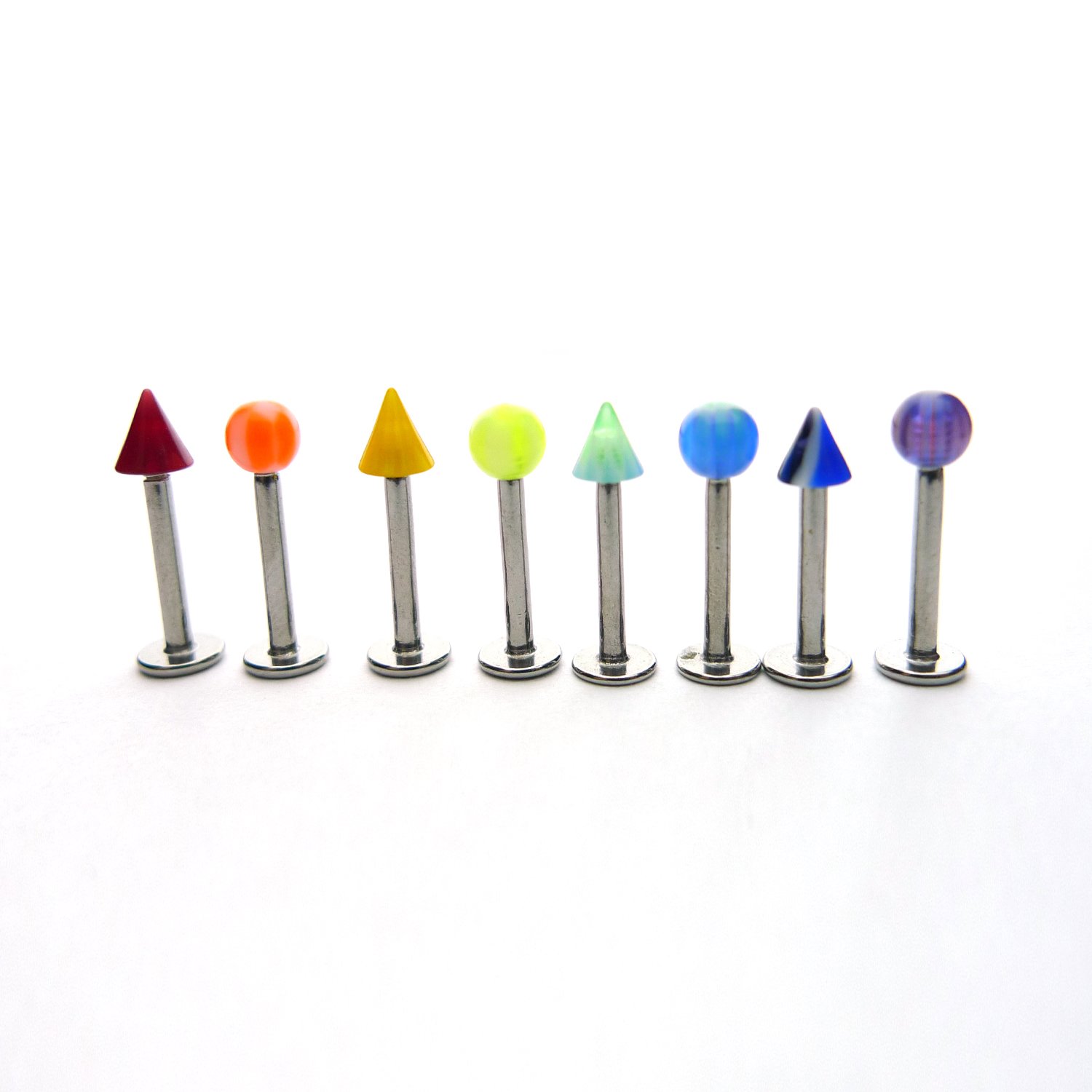 Groupcow 100pcs Stainless Steel Labret Lip Bar Ring Body Piercing Barbell Jewelry Ball