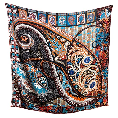 JHHDP 22mm Heavy 100% Real Silk Scarf Wraps 2 Side Printing Women Large Square Head Scarves Hijab (Color : As Shown, Size : One Size)