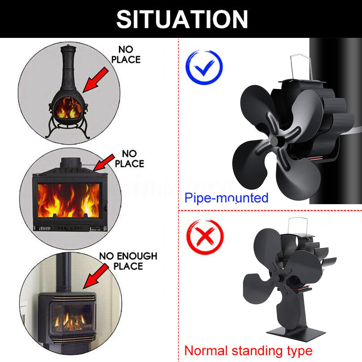 Heater Powered Stove Fan ,Flue Pipe Hanging Fireplace Fan of Wood/Log Burner/Fireplace ,Silent And Eco Friendly