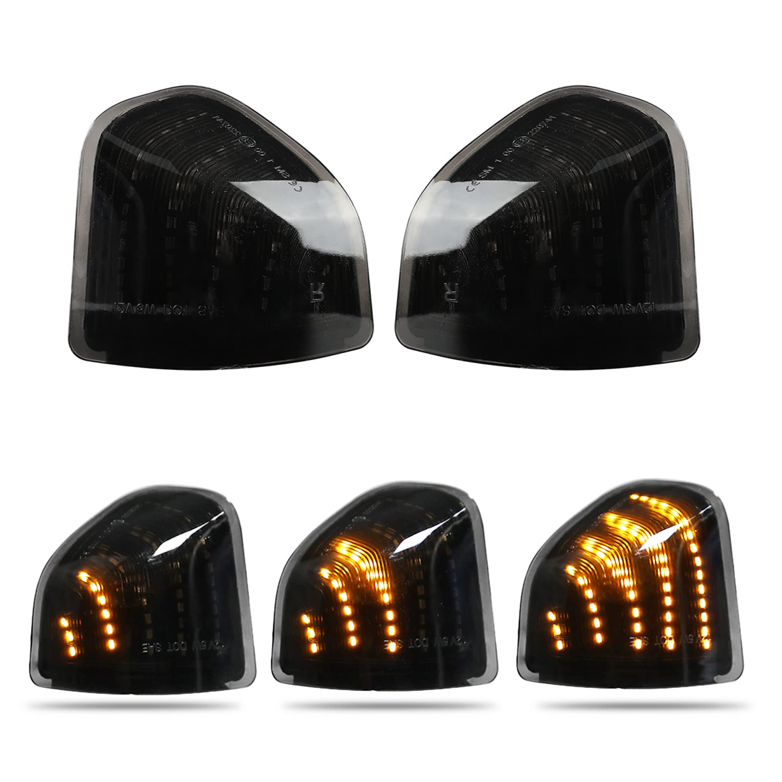 Jerezmot Side Marker and Turn Signal Combo for 2010-2018 Dodge Ram 1500 2500 3500 4500 5500, Rear View Mirror Lights Replace 68302828aa 68302829aa, Pack of 2