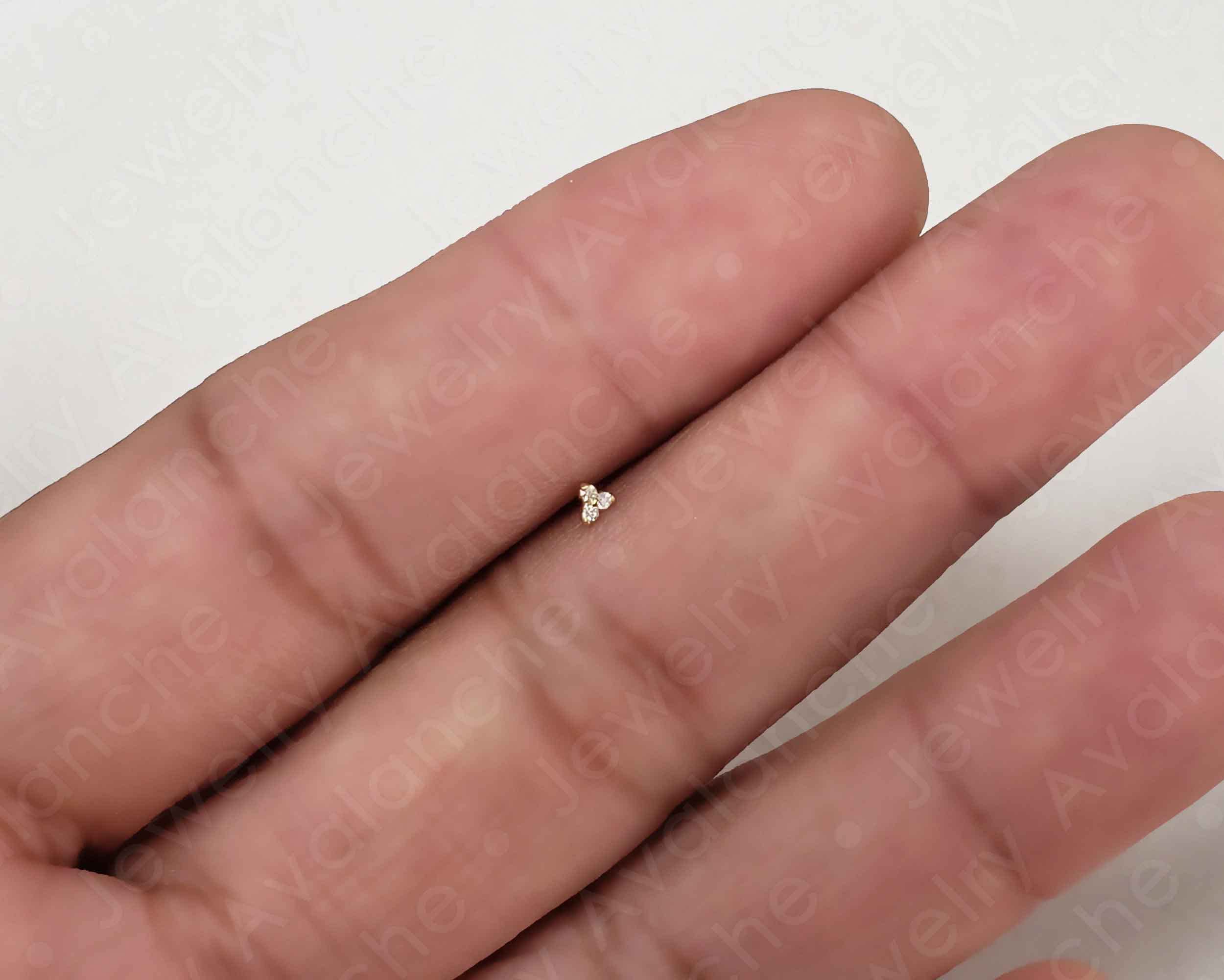 Jewelry Avalanche 3-Stone 0.015ctw Moissanite Nose Stud - 22G Solid 14Kt White Gold L-Shape Stud Nose Ring - April Birthstone Nose Stud LSWG310-MNT