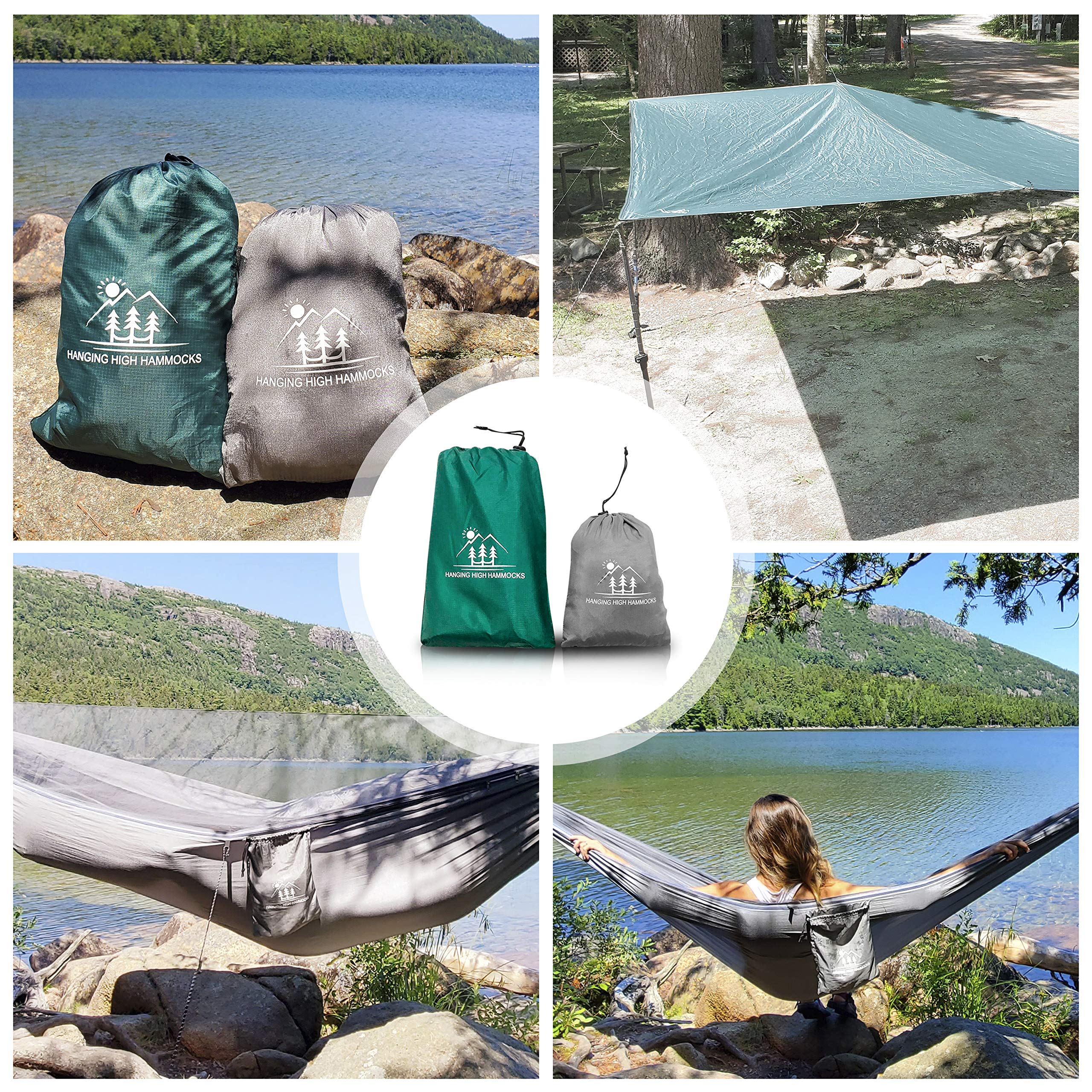 Hanging High Hammocks | The Adventurer Bundle to Get Hanging | Hammock, Straps, Carabiner, Mosquito Netting, Rain Tarp, Guy Lines and Stakes