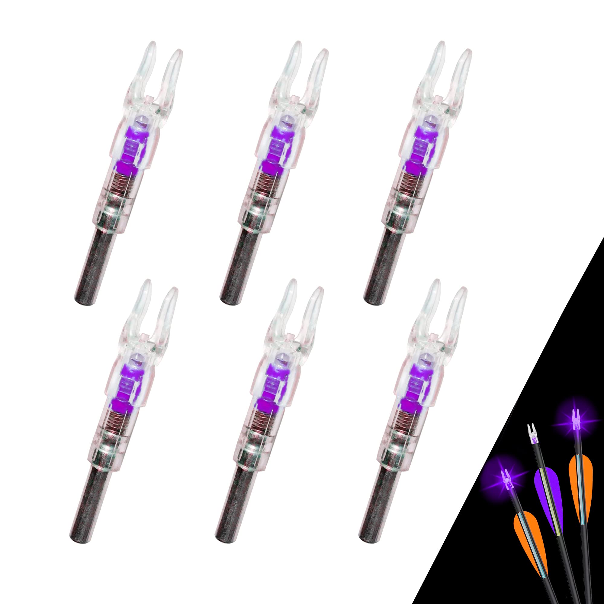 KESHES Led Lighted Nocks for Arrows - Light up Arrow Nock Lights with .244" / 6.2mm Inside Diameter (Purple)
