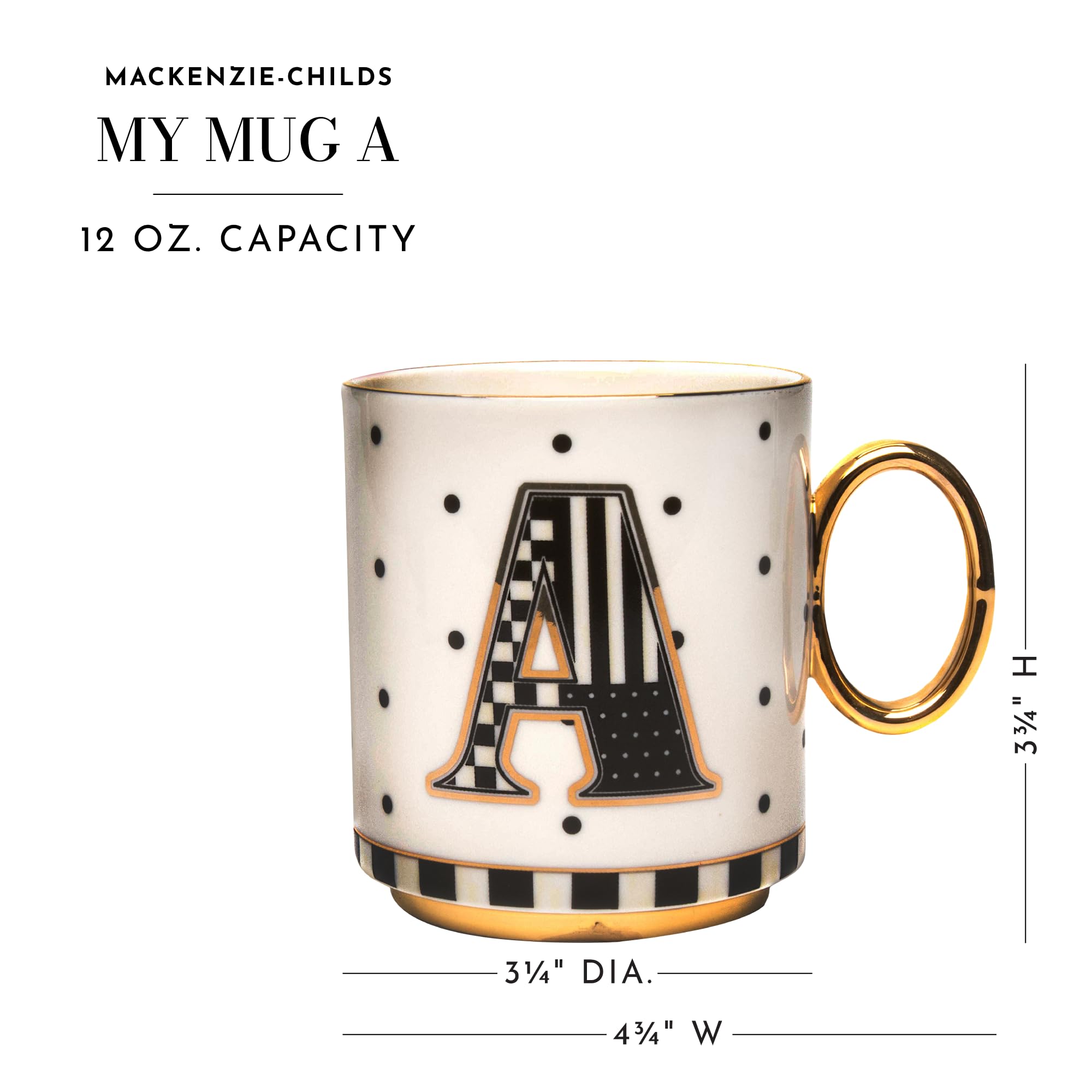 MACKENZIE-CHILDS My Mug, Decorative Ceramic Coffee Cup with Handle, J