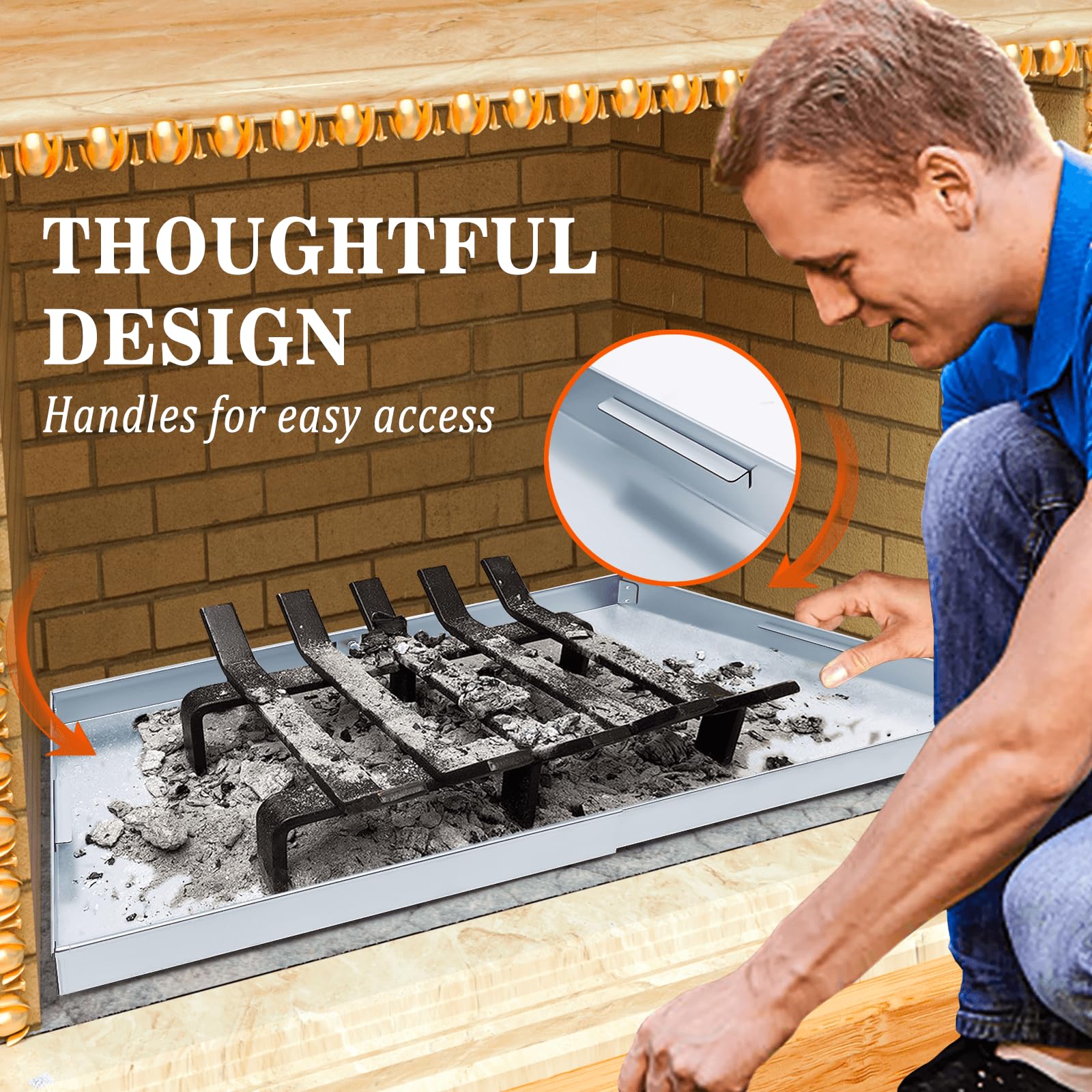 Hisencn Adjustable Fireplace Tray Ash Pan - Mess Free Ash Removal, Fireplace Ash Tray Expands from 22 Inches Up to 31-1/2 Inches, Powder-Coated Steel Fireplace Ash Pan for Ash Collection, Black