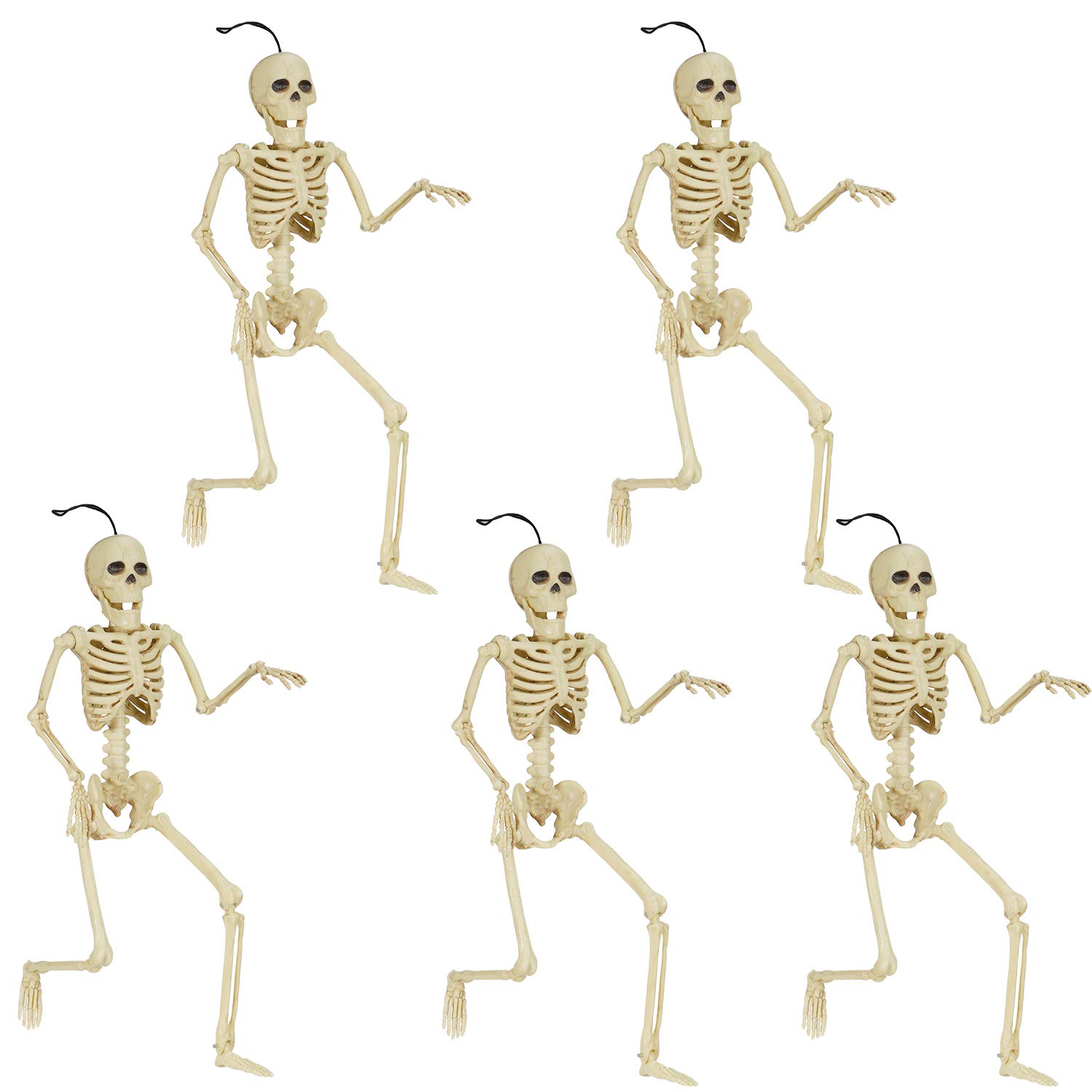 Halloween Hanging Skeleton Ghosts Full Body with Movable Posable Joints Scary Props for Front Yard Patio Lawn Garden Party Décor and Holiday Decorations (5, White)