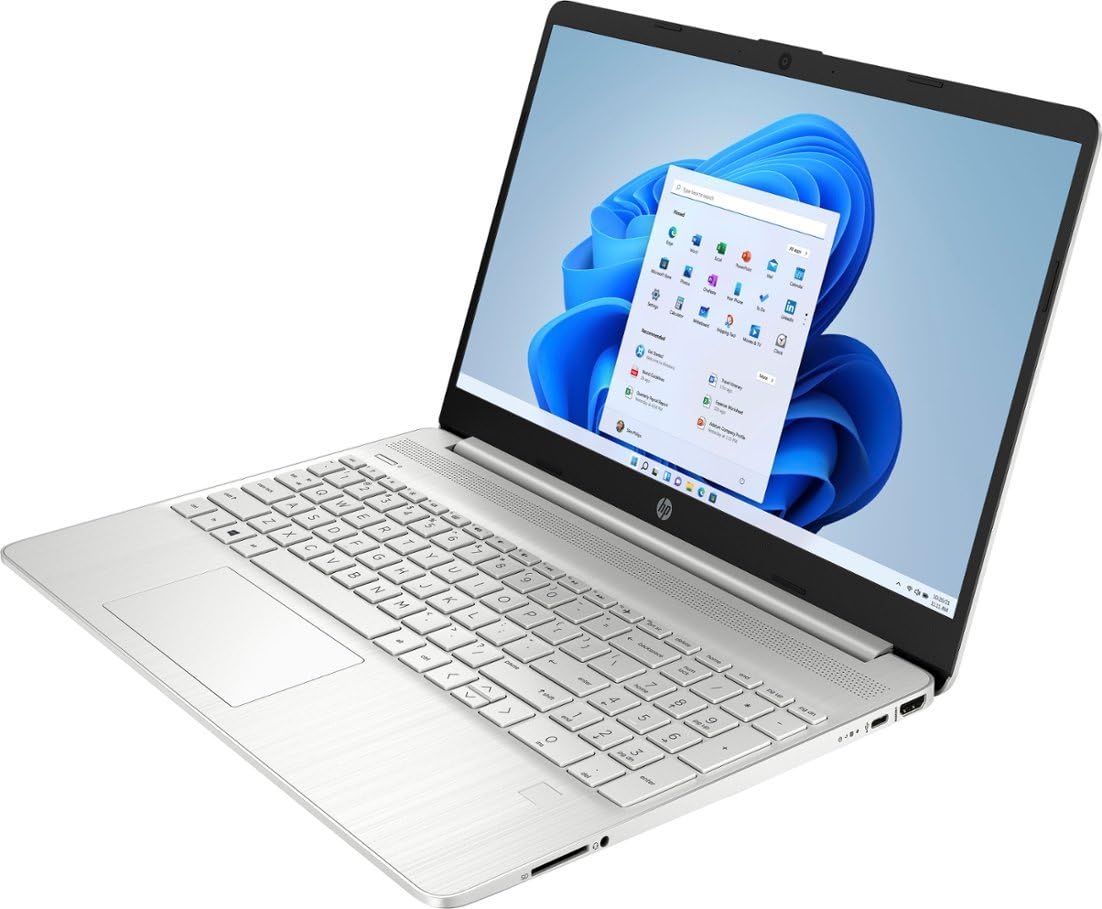 HP 15.6" HD Display | AMD Ryzen 3-5300U Processor (Beat i5-1035G1) | 8GB RAM | 256GB SSD | AMD Radeon Graphics True Vision HD Camera | Windows 11 Home| Silver | Bundle with Laptop Stand