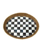 MacKenzie-Childs Courtly Check Rattan & Enamel Tray - Large