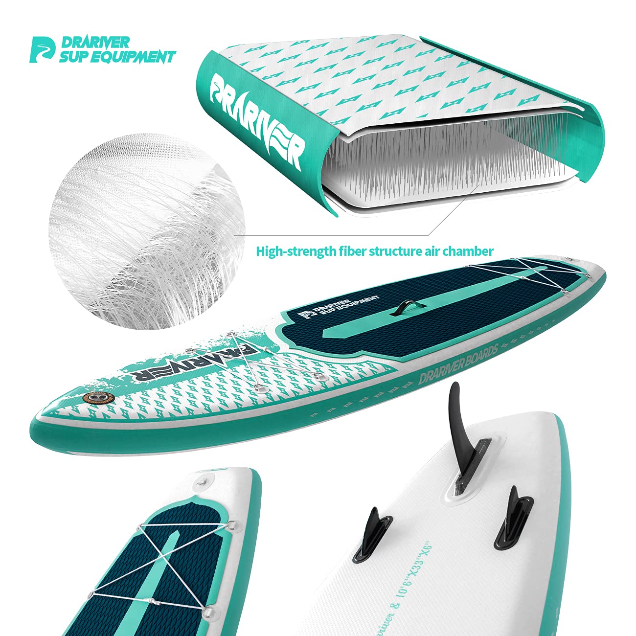Inflatable Paddle Board All-Around, Paddle Boards for Adults Extremely Stable, Premium SUP with Roller Bag, Fiberglass Paddle, Pump, Leash, Fins & Repair Kit,Stand Up Paddle Board Surf Control