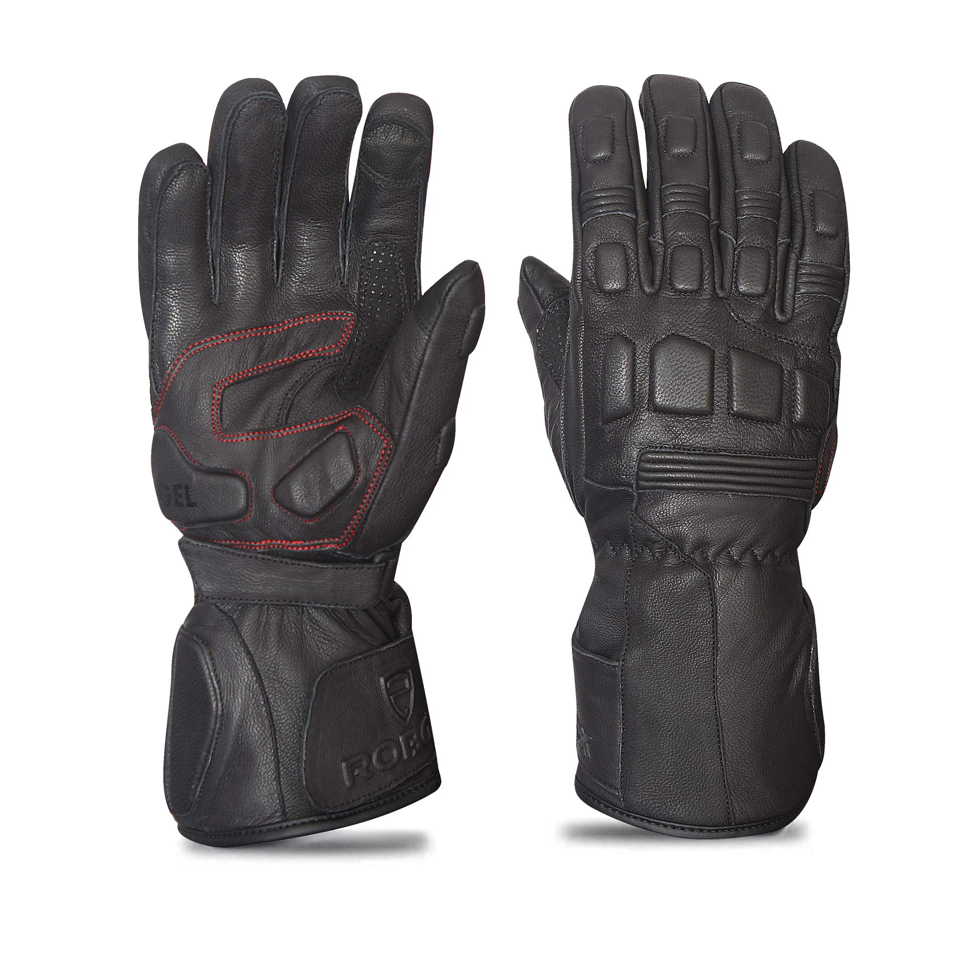 Goatskin Leather Motorcycle, Biker, Riding, Cruising, Motorbike Gloves for Men and Women (Medium)