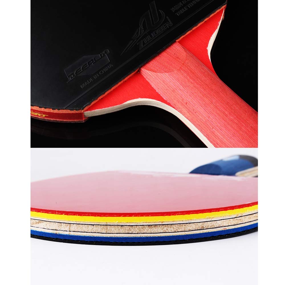 Hewen-Ping Pong Set Durable Portable Pingpong Paddle Table Tennis Racket Ping Pong Bat Set with 1 Rackets, 10 Balls Table Tennis Bat (Size : Long)