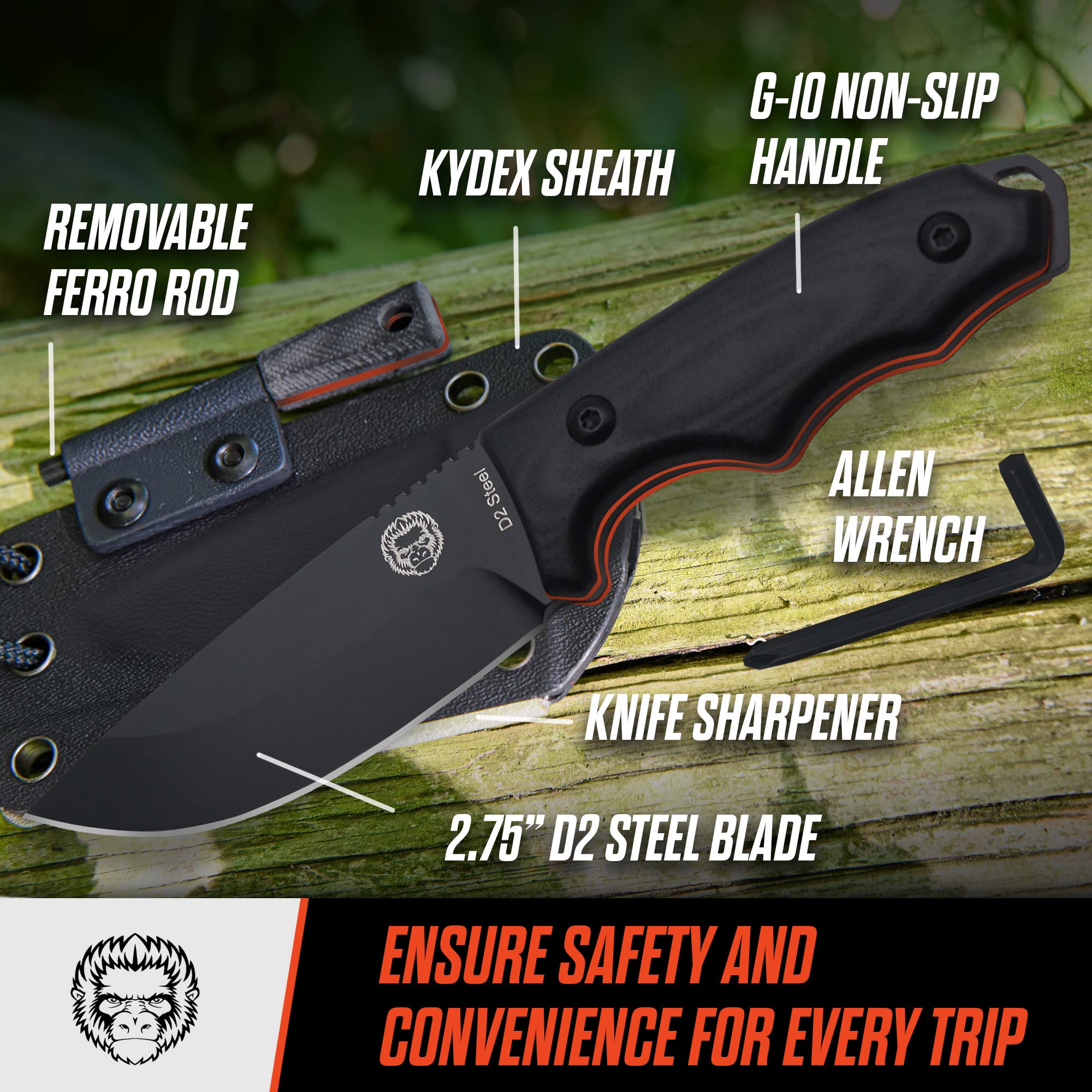 Large 1095 Bushcraft Knife Giftset and D2 Survival Neck Knife Bundle…