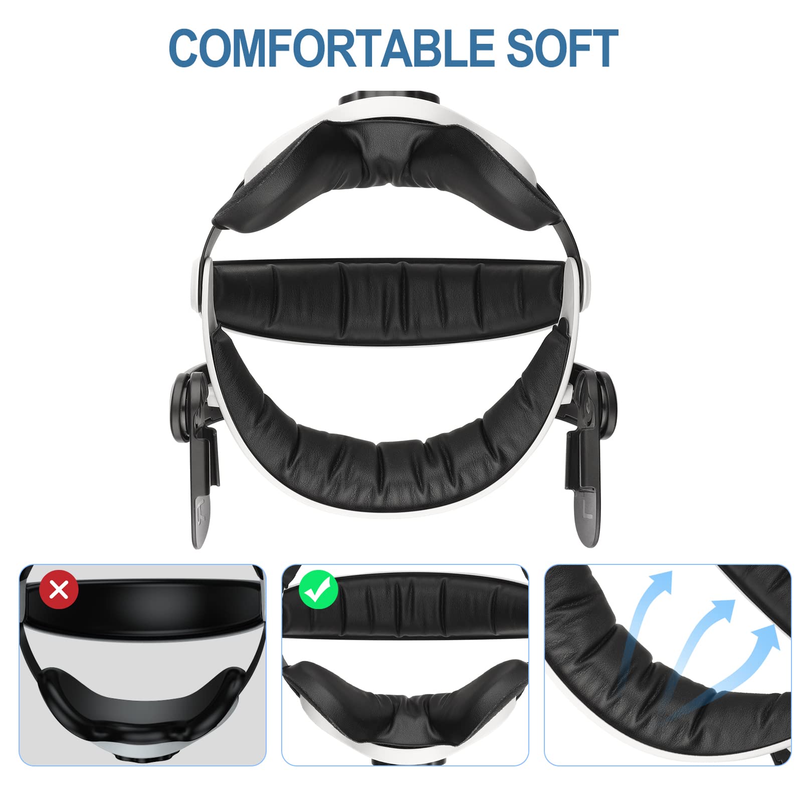 Head Strap for Oculus Quest 2, VINDIJA Design Replacement for Elite Strap, Adjustable Halo Headband, Ergonomic Design Relieves Pressure on The Face, VR Accessories Compatible for Oculus/Meta Quest 2